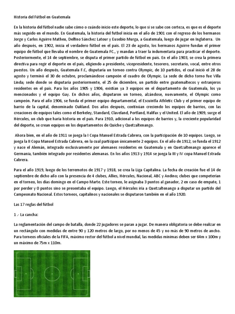 Historia Del Fútbol en Guatemala | PDF | Ocio | Deportes