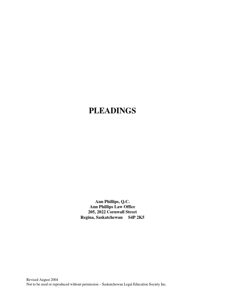 Introduction To Pleadings | PDF | Damages | Pleading