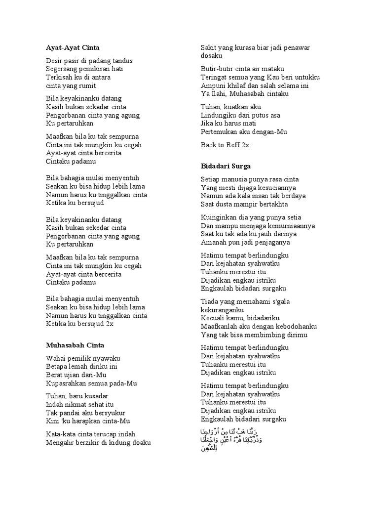 Lirik Lagu Religi dan Cinta Islami | PDF