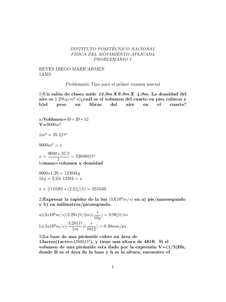 Problemario 1 | PDF | Cantidad | Euclides