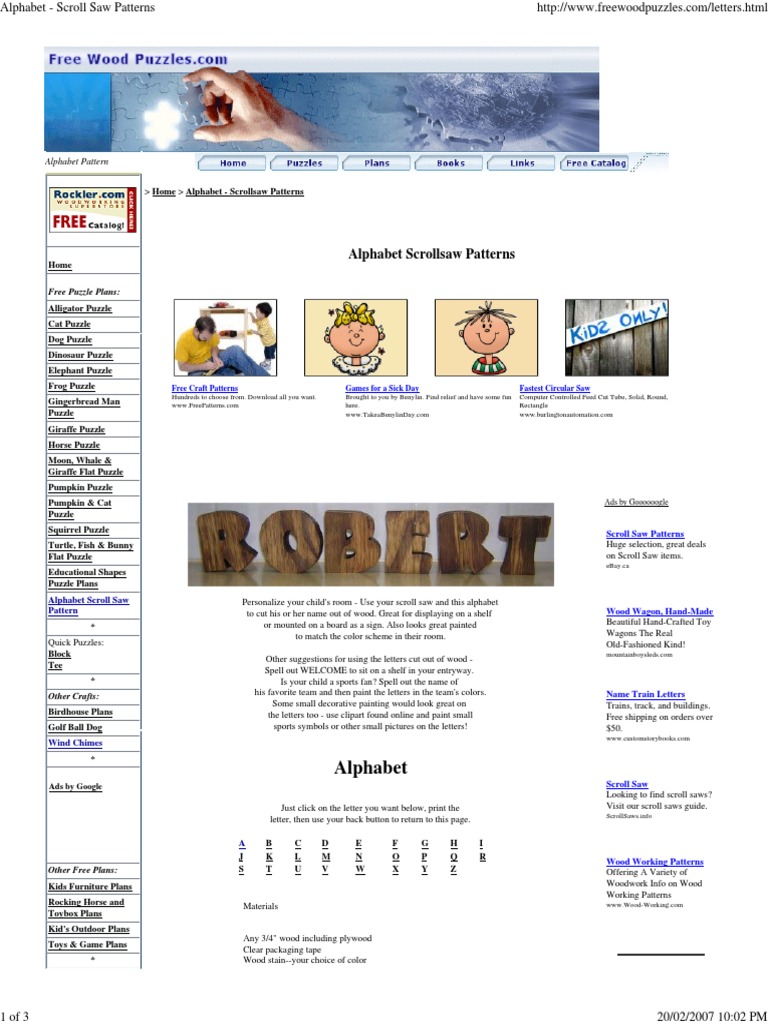 Alphabet - Scroll Saw Patterns | PDF | Woodworking | Crafts