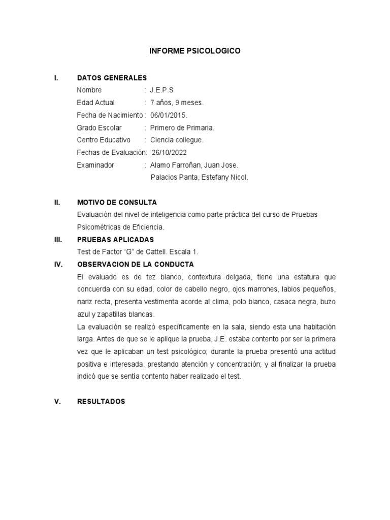 Modelo Informe de Cattell | PDF | Cociente de inteligencia | Inteligencia