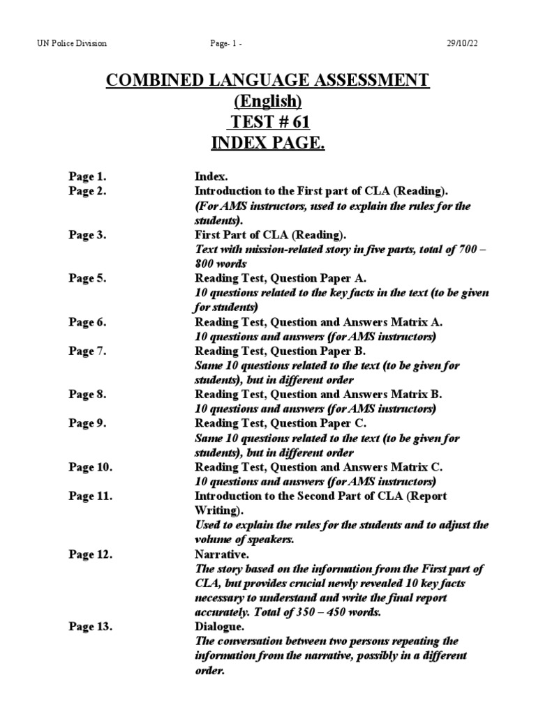 CLA Test 61 Final | PDF | Question | Test (Assessment)