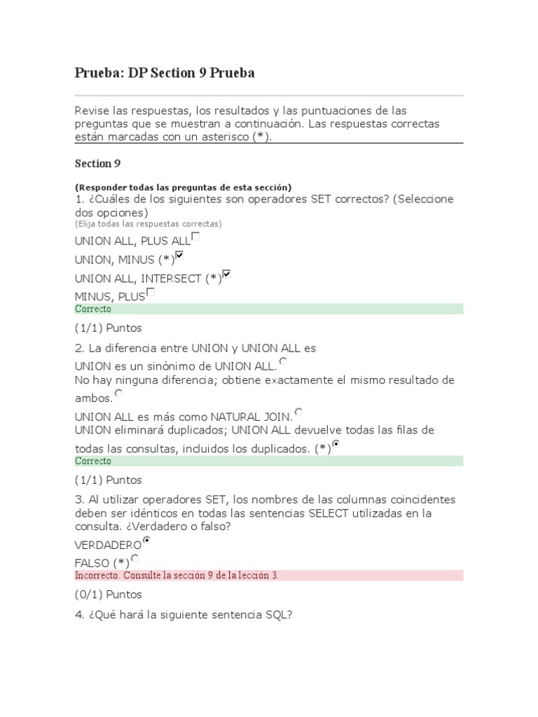 DP Section 9 Prueba | PDF | SQL | Bases de datos