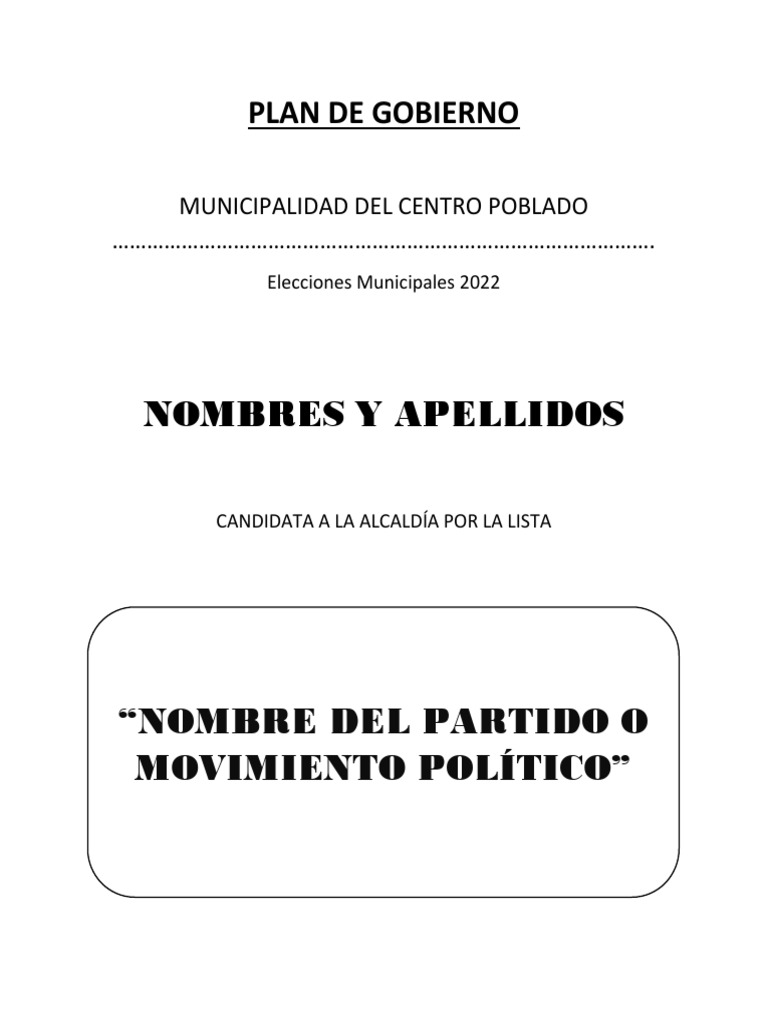 Ejemplo de Plan de Gobierno | PDF