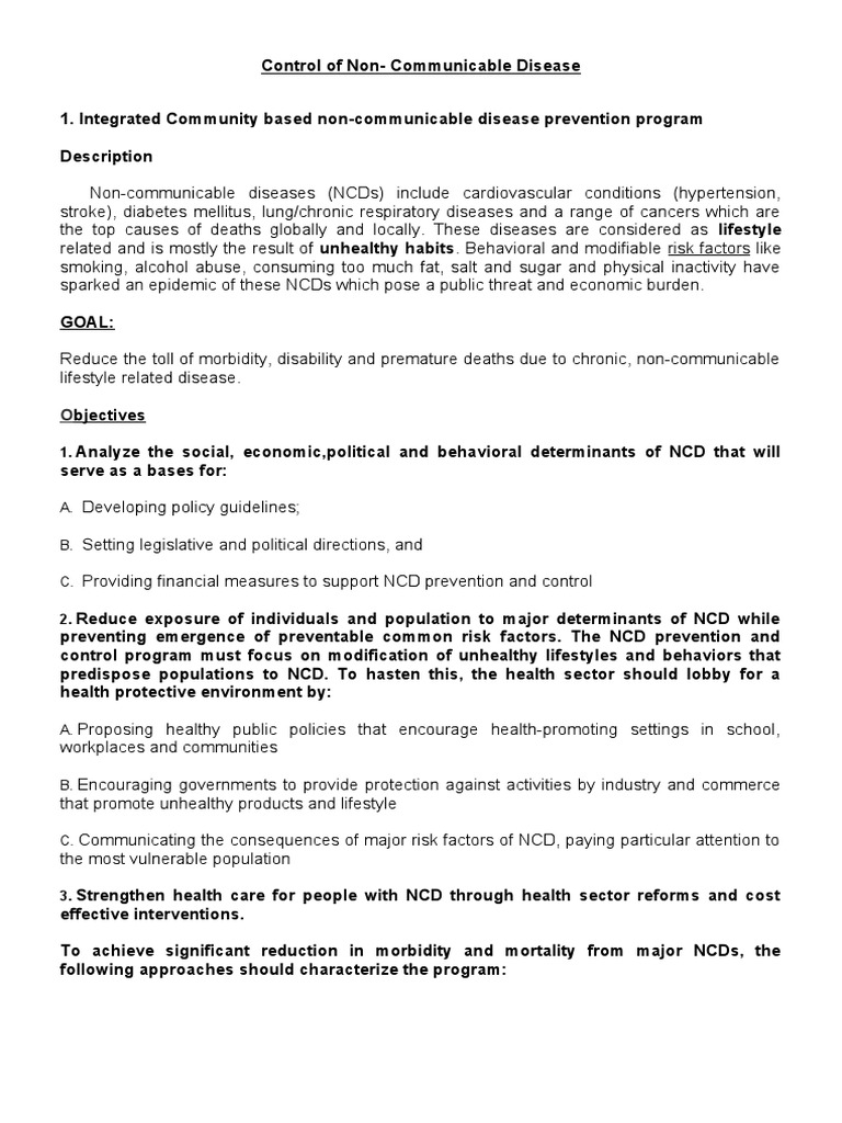 NCD Prevention and Control Strategies | PDF | Non Communicable Disease ...