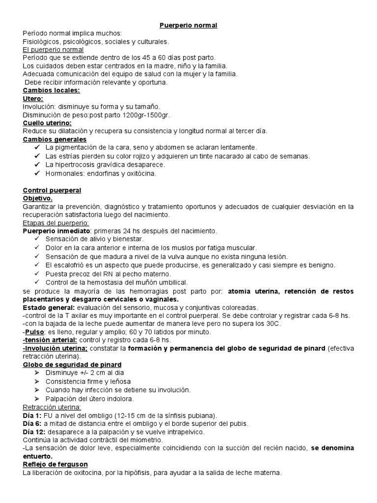 Puerperio Normal | PDF | Periodo posparto | Parto