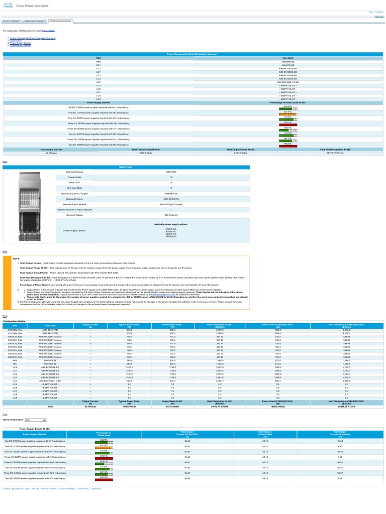 Cisco Power Calculator Calculate Power Usage For Cisco Asr 9912 Chassis Pdf Power Supply
