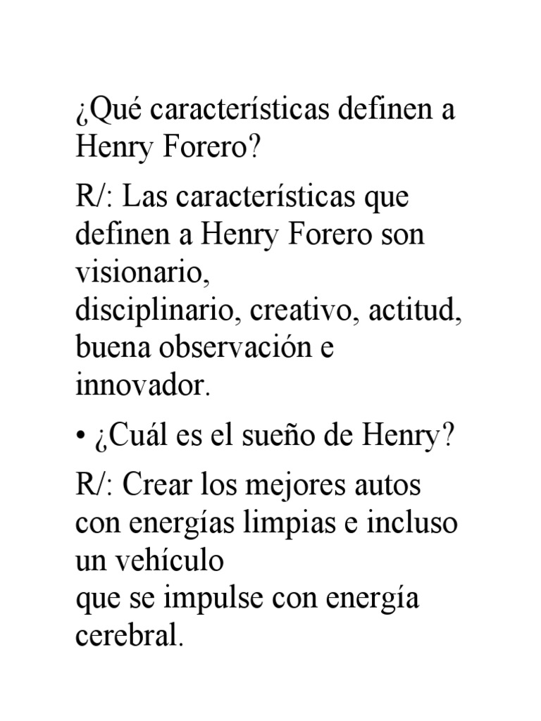 Qué Características Definen A Henry Forero | PDF