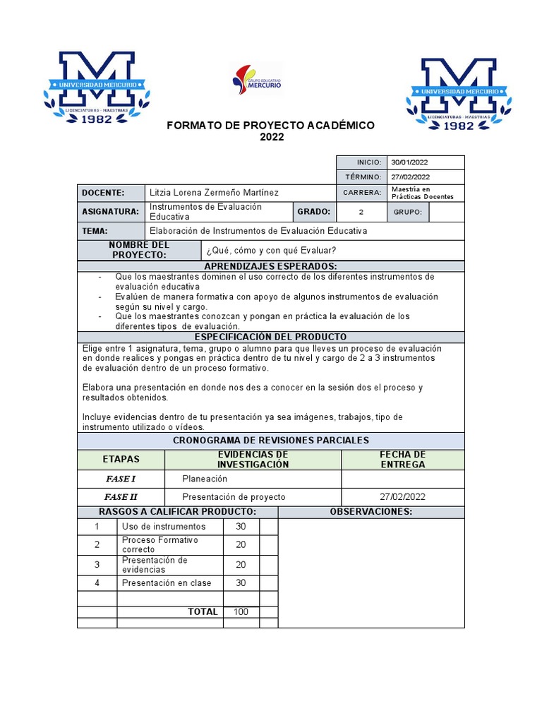 Formato de Proyecto Académico | PDF