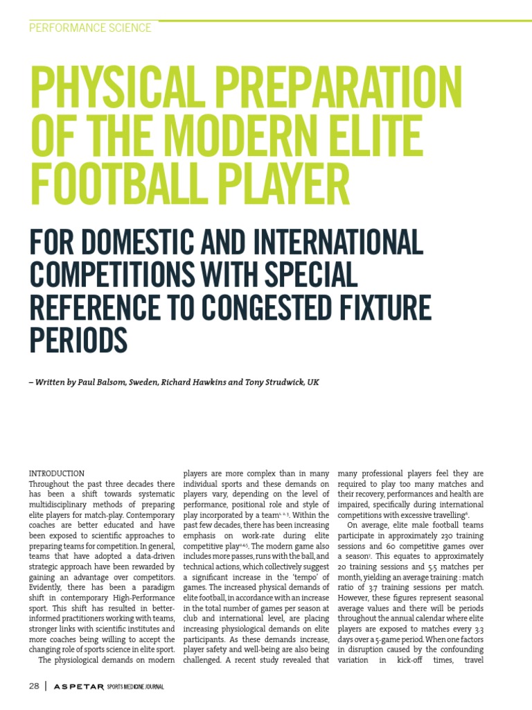 Physical Preparation of The Modern Elite Football Player | PDF ...