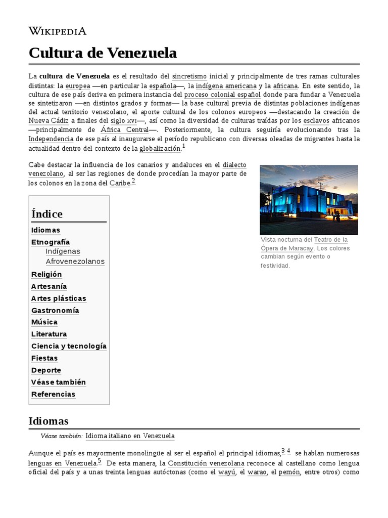 Cultura de Venezuela | PDF | Venezuela