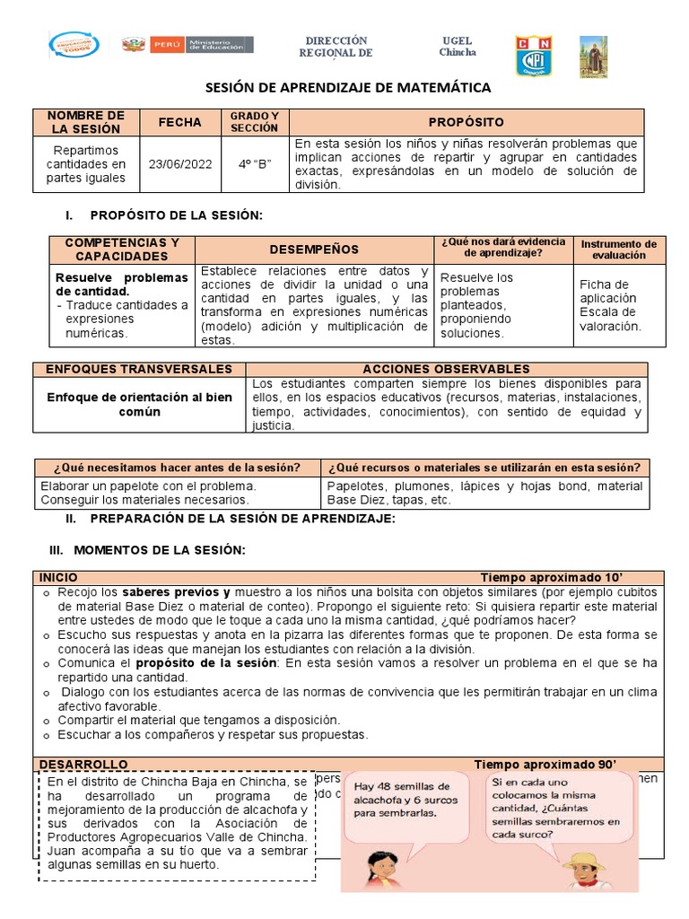 Reparto Equitativo en Matemáticas 4º "B" | PDF | Aprendizaje | Cognición