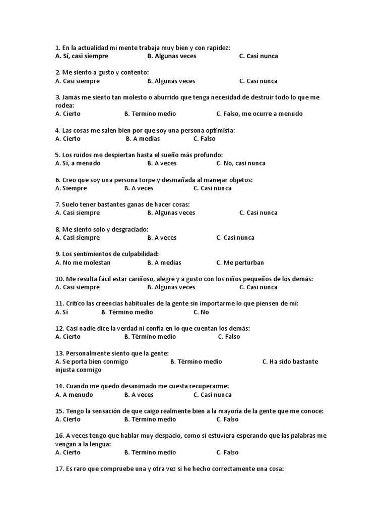 Test CAQ Online Gratuito | PDF | Artes del Lenguaje y Comunicación ...