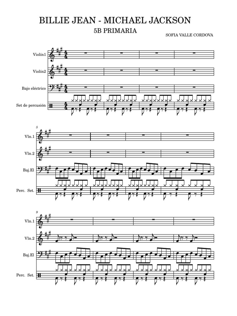 Billie Jean Music Arrangement for Class | PDF | Michael Jackson