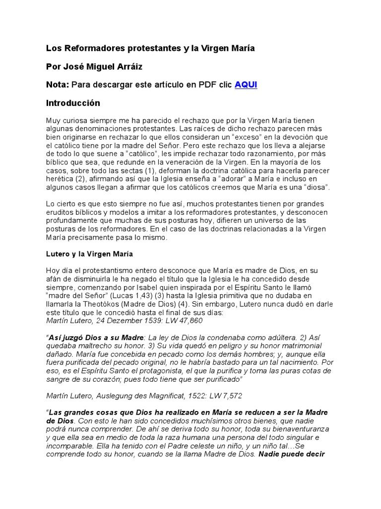 Los Reformadores Protestantes y La Virgen María | Descargar gratis PDF ...