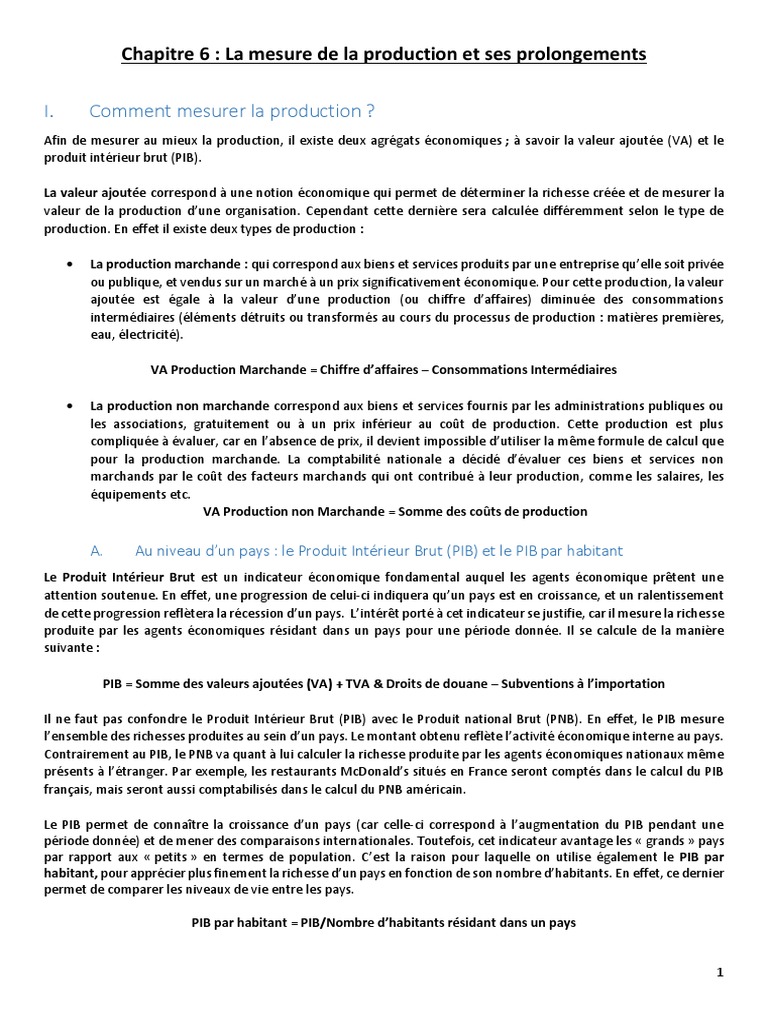 Calcul du PIB et Valeur Ajoutée | PDF | Produit intérieur brut | Valeur ...