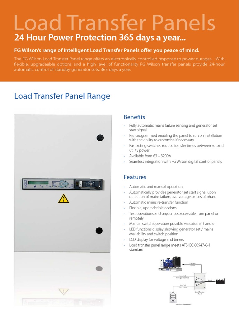FG Wilson Load Transfer Panels Overview | PDF | Mains Electricity | Switch
