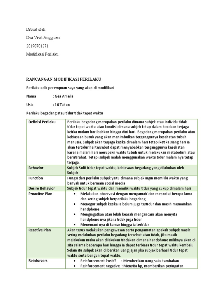 Rancangan Modifikasi Perilaku | PDF Rancangan Modifikasi Perilaku | PDF