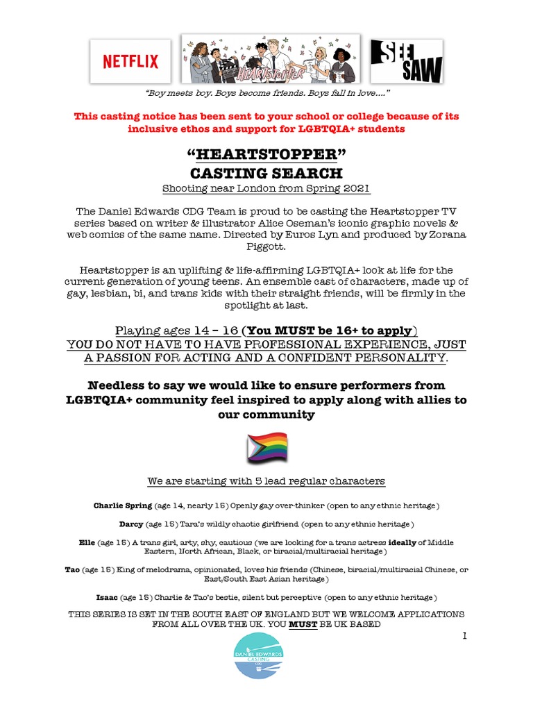 Heartstopper Casting Brief.222867649 | PDF