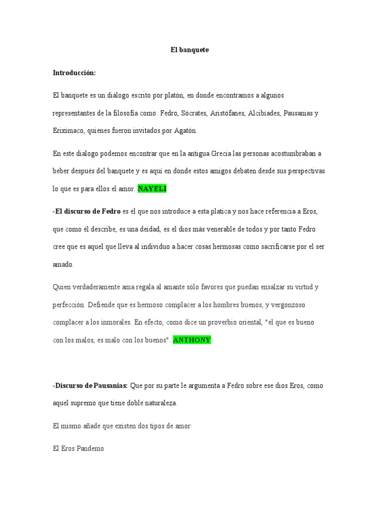 El Banquete Platon | PDF | Simposio (Platón) | Platón