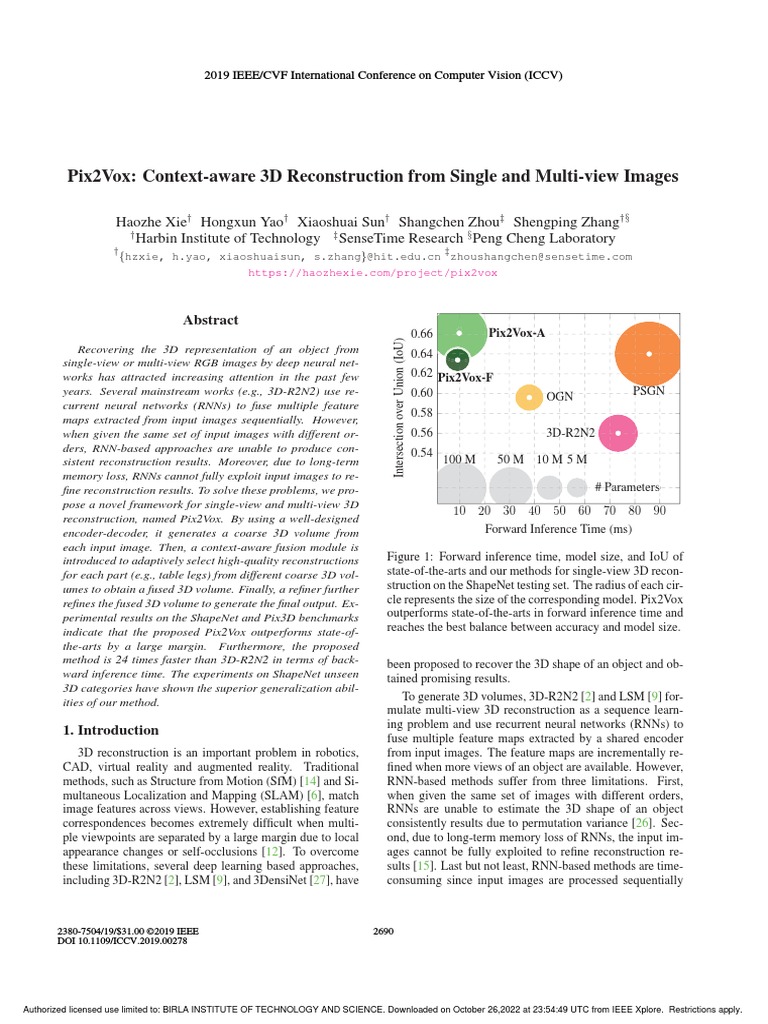 Pix2Vox Context-Aware 3D Reconstruction From Single and Multi-View Images | PDF | Computer ...