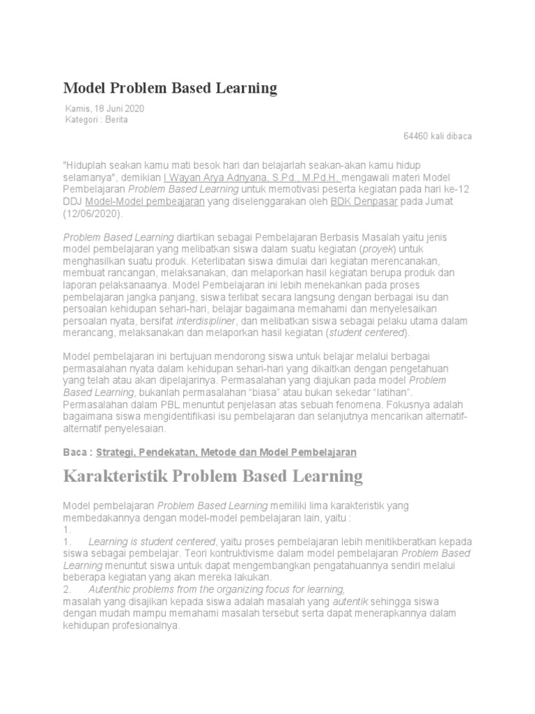 Model Problem Based Learning | PDF
