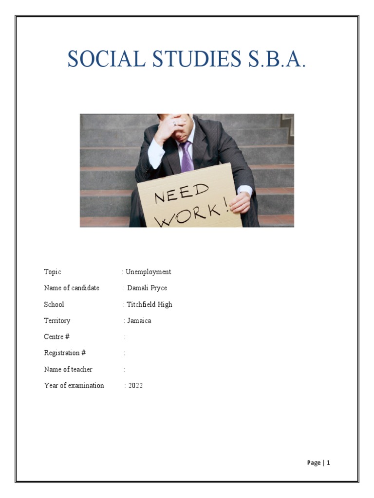 Social Studies SBA Damali Pryce Corrected | PDF | Unemployment | Survey Methodology