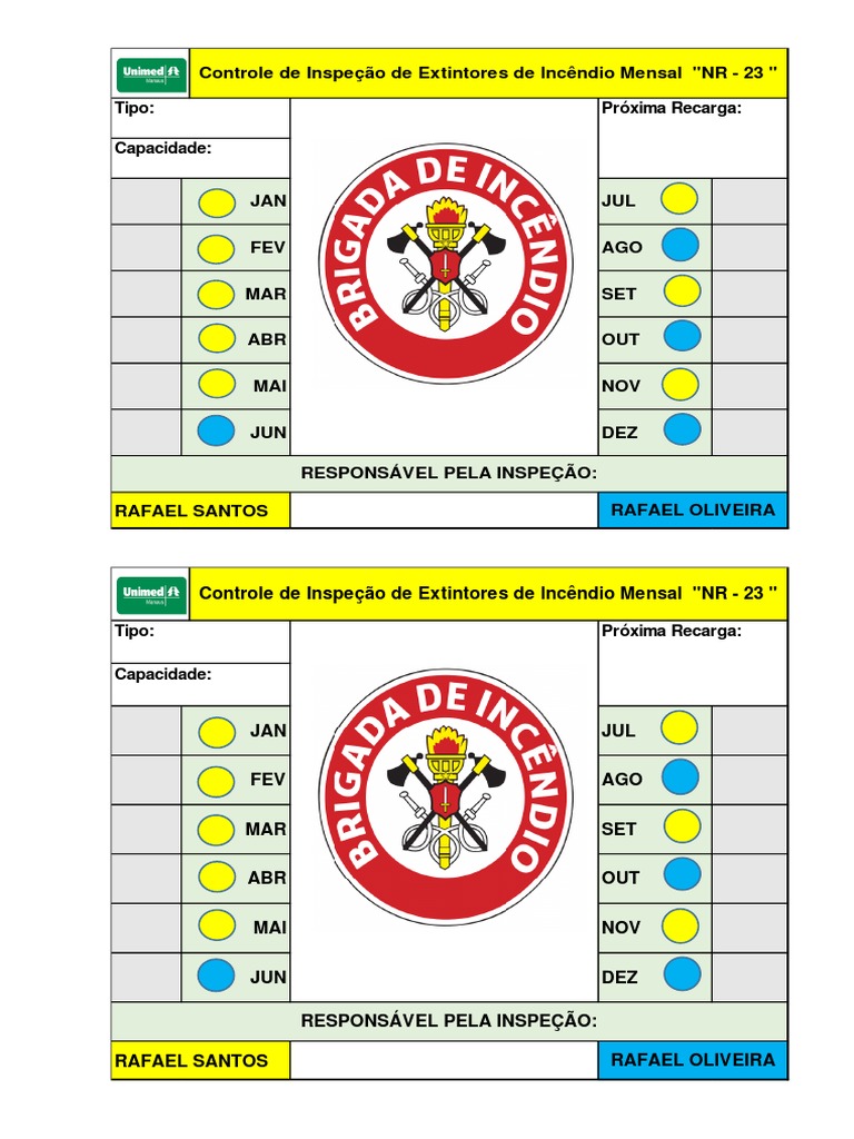 Ficha de Inspeção de Extintores | PDF