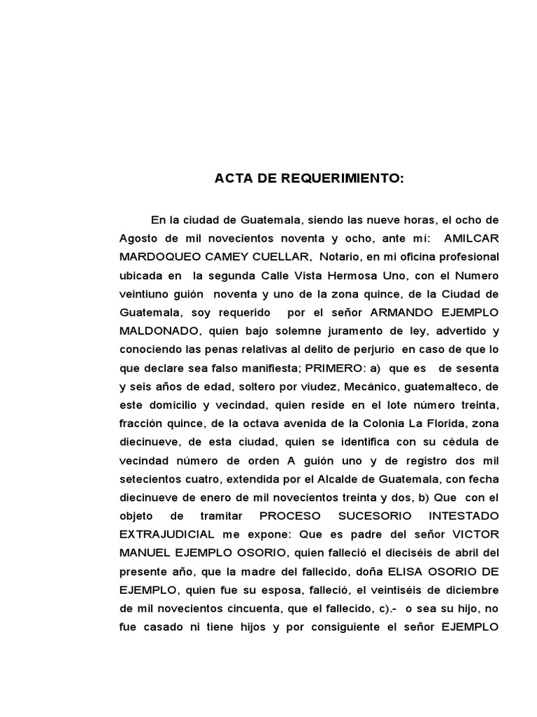 Acta de Requerimiento - Proceso Sucesorio Intestado | PDF | Justicia ... Acta de Requerimiento - Proceso Sucesorio Intestado | PDF | Justicia ...