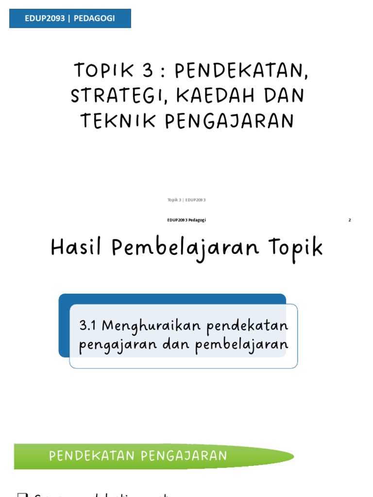 Pendekatan, Strategi, Kaedah Dan Teknik Pengajaran | PDF
