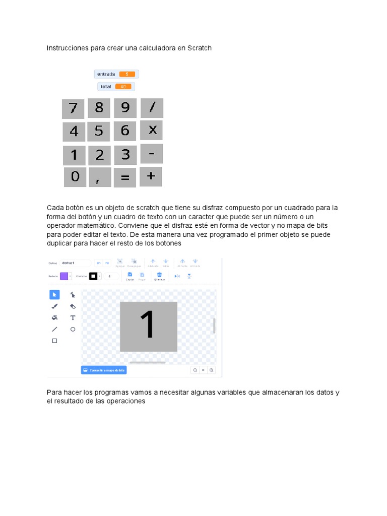 Instrucciones para Crear Una Calculadora en Scratch | PDF | Decimal ...