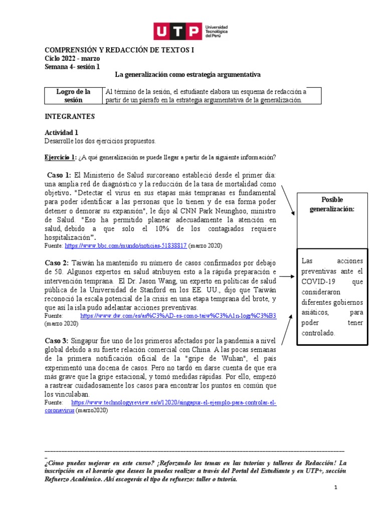 S04.s1 La Generalización Como Estrategia Argumentativa (Material) 2022 ...