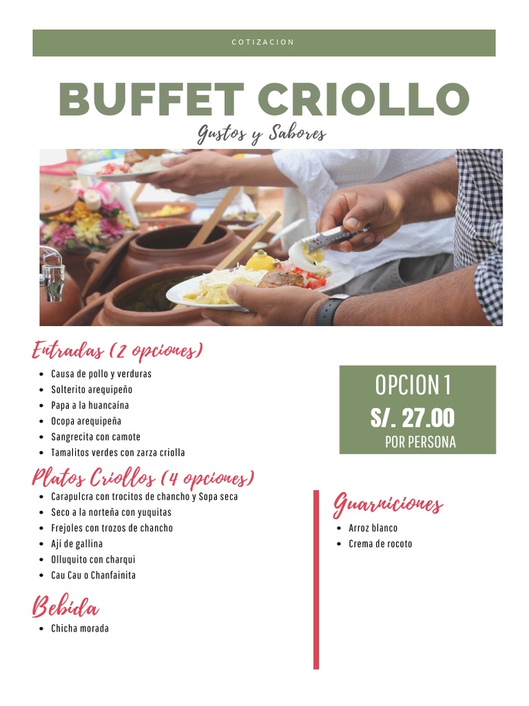 Buffet Criollo 2022 | PDF | Cocina latinoamericana | Cocinando