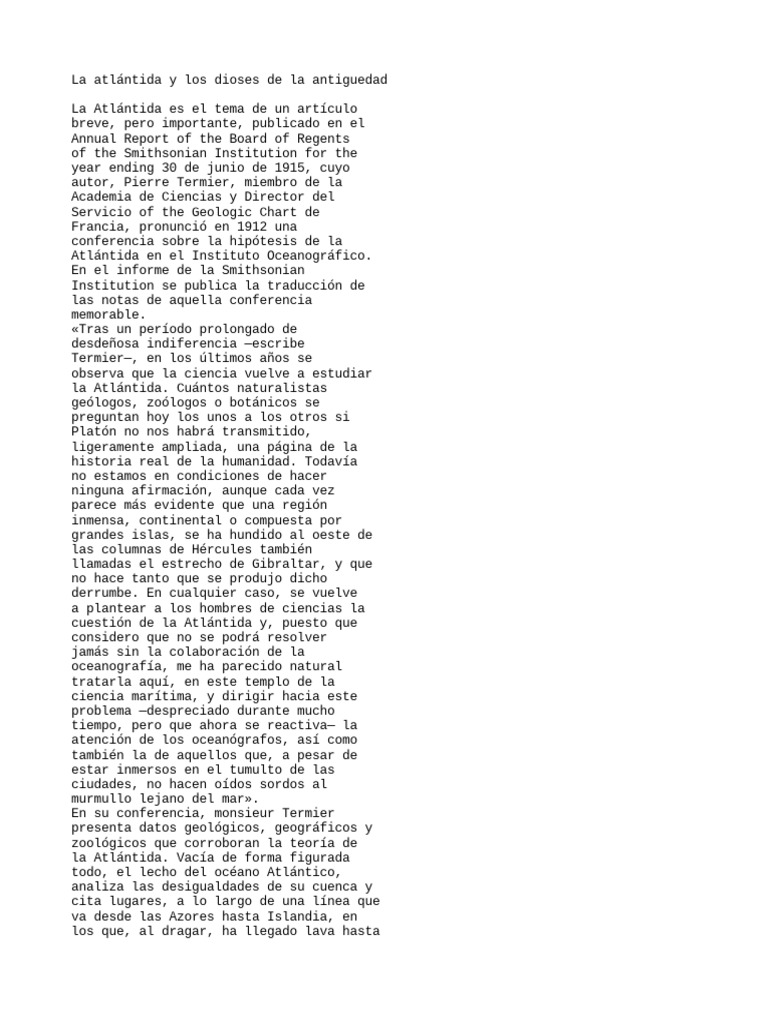 Atlántida: mitos y evidencias científicas | PDF | Atlantis | Ciencias ...