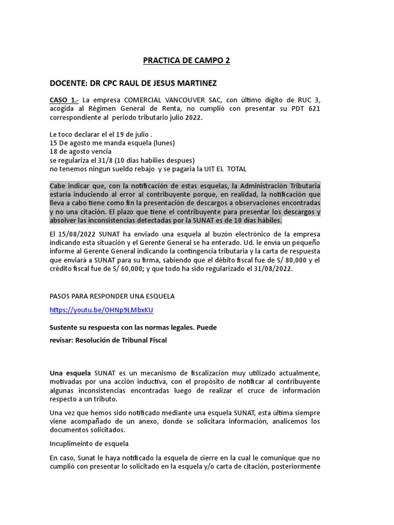 Practica de Campo 2 Auditoria Tributaria Jessica | PDF