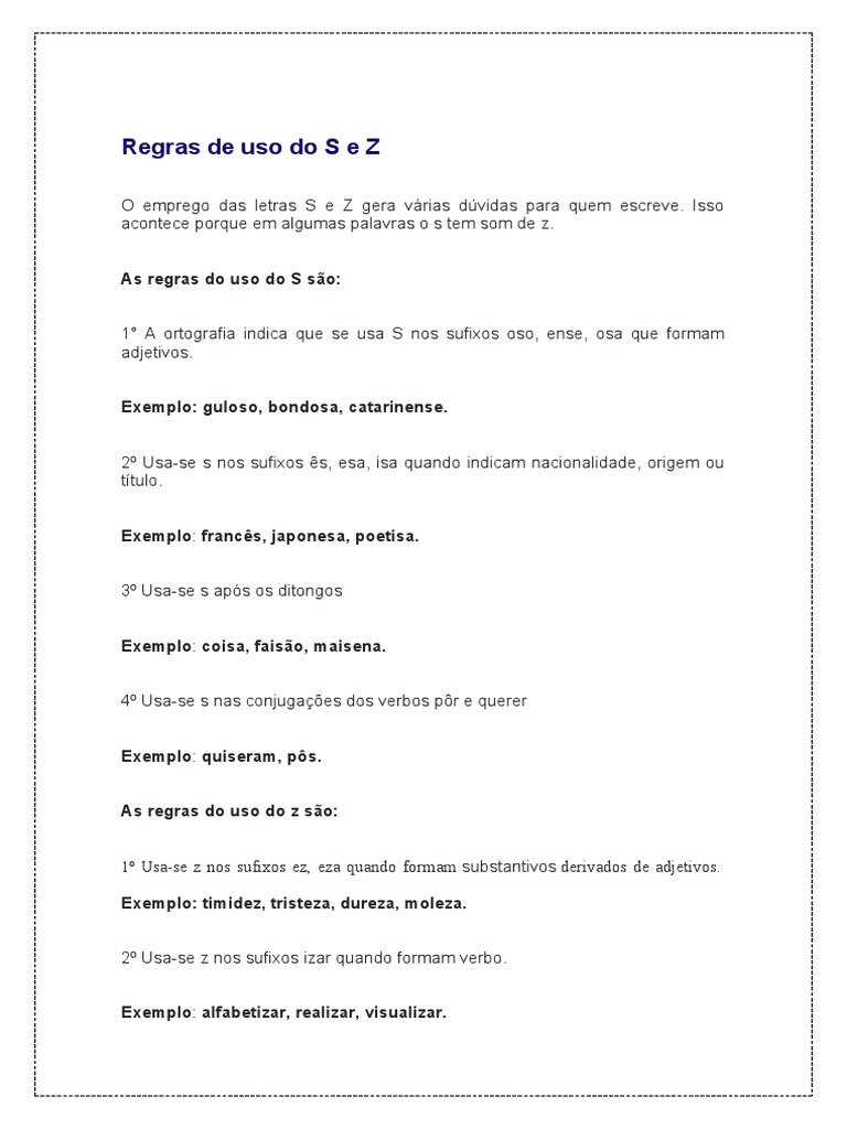 Regras de Uso Do S e Z | PDF