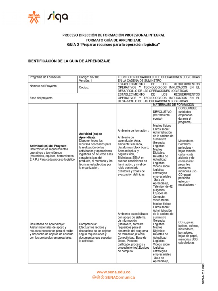 Gfpi-F-019 Guia de Aprendizaje 3 Dolca 2659479 | PDF | Logística | Hardware de la computadora