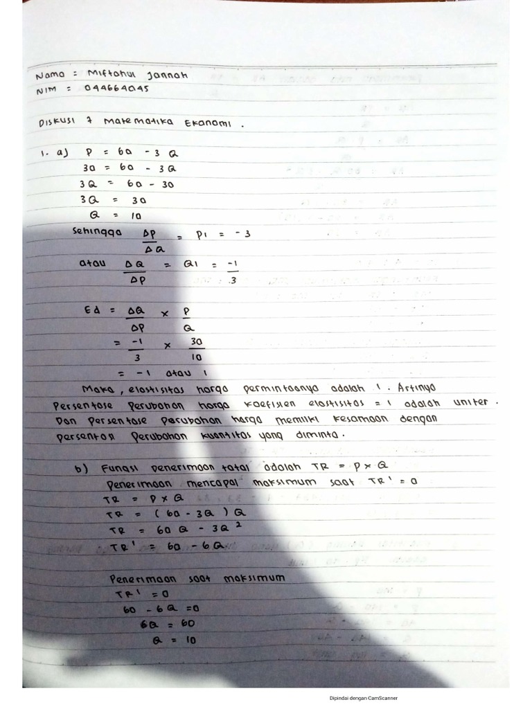 Diskusi 7 Matematika Ekonomi | PDF