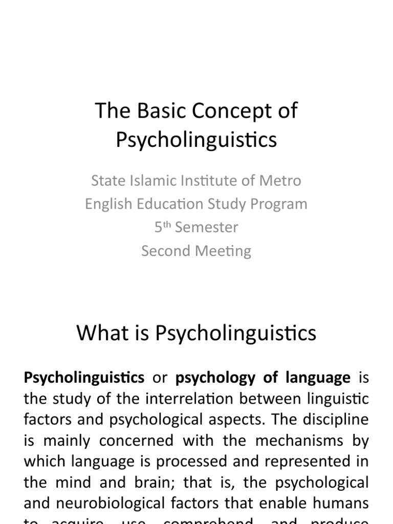 2nd Meeting The Basic Concept of Psycholinguistics | PDF ...