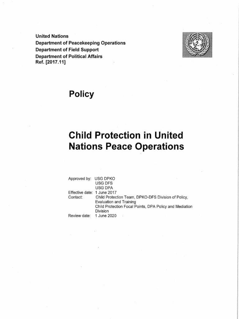 2017-DPKO-DFS-DPA Policy On Child Protection in UN Peace Operations ...