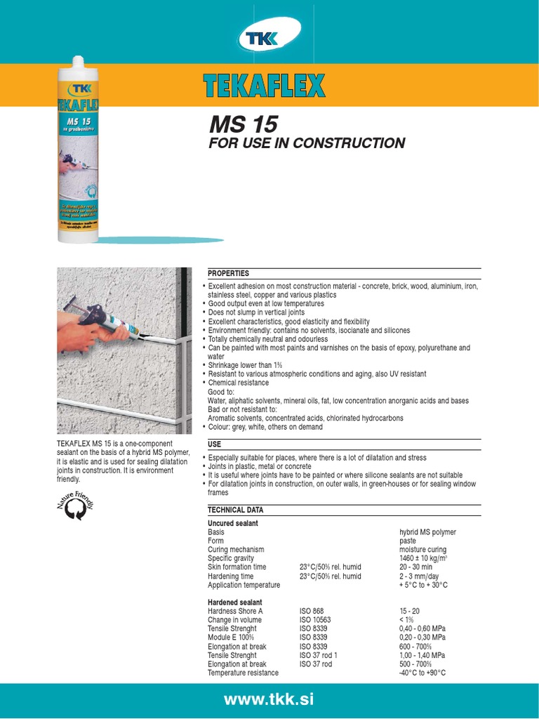 Tekaflex Ms 15 For Use in Construction | PDF | Silicone | Materials