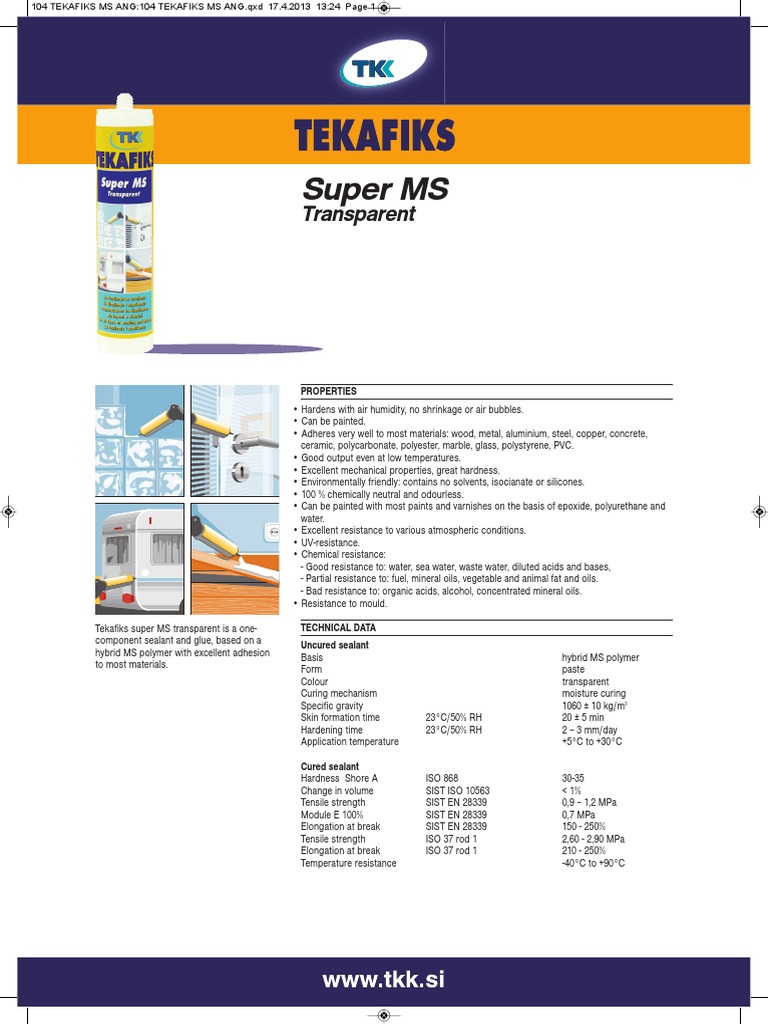 Tekafiks Super MS Transparent en | PDF | Adhesive | Epoxy