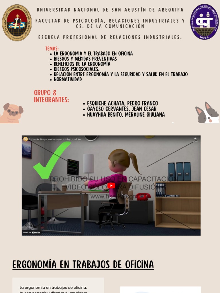 Grupo 8 - Ergonomia en Trabajos de Oficina | PDF | Factores humanos y ...