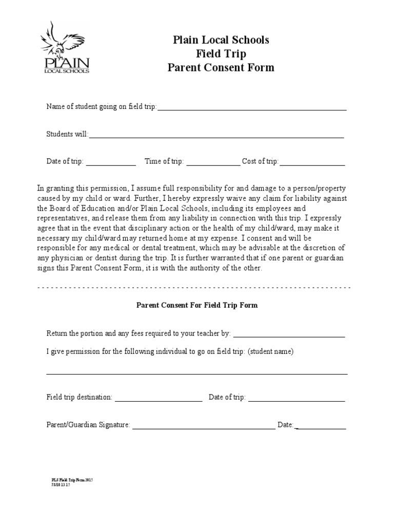 Field Trip Parent Consent Form | PDF | Wellness