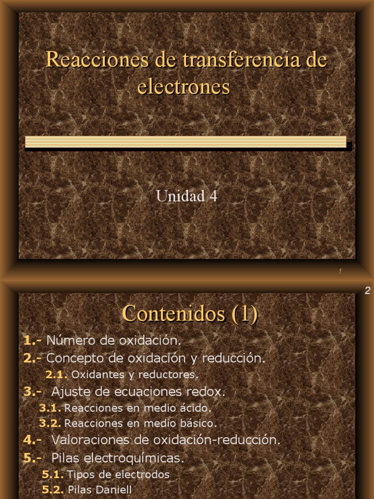 Tema 4 Reacciones de Transferencia de Electrones | PDF | Redox | Química