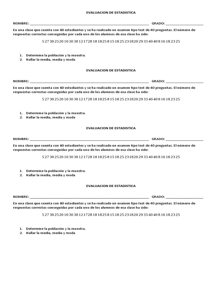 EVALUACION DE ESTADISTICA (6 A 9) | PDF