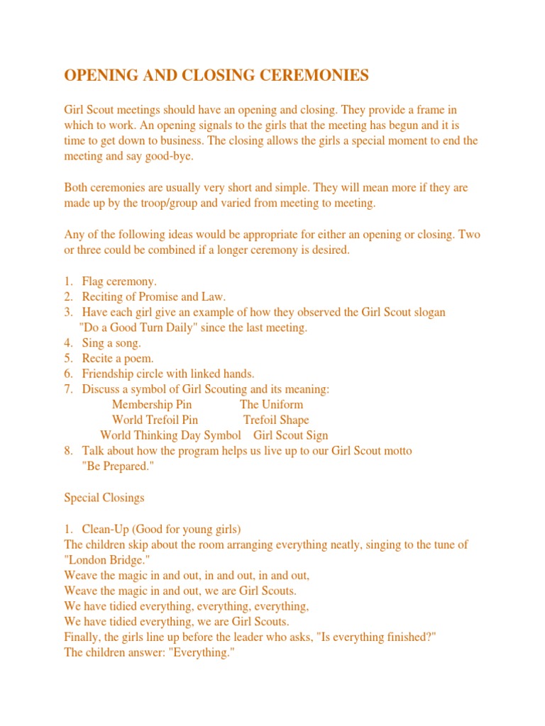 Gswnyu Opening and Closing Ceremonies | PDF