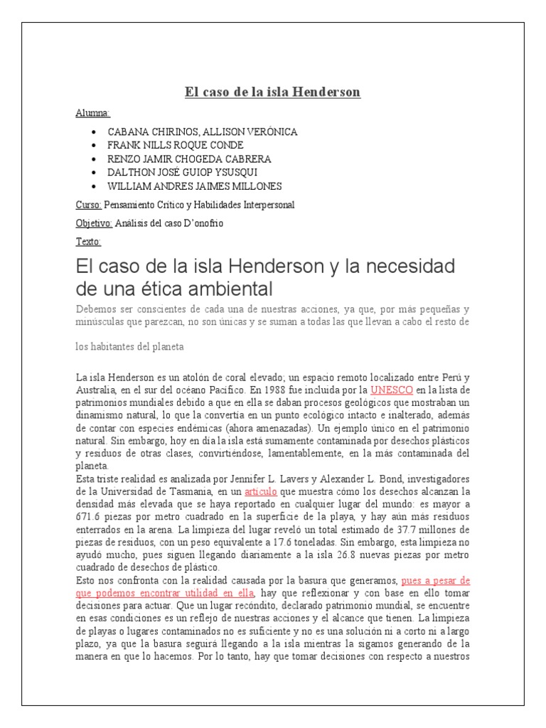 4.el Caso de La Isla Henderson | PDF | Residuos | Contaminación