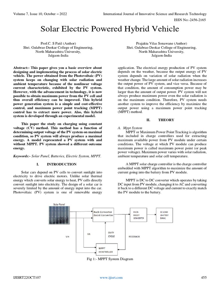 Solar Electric Powered Hybrid Vehicle | PDF | Photovoltaics ...